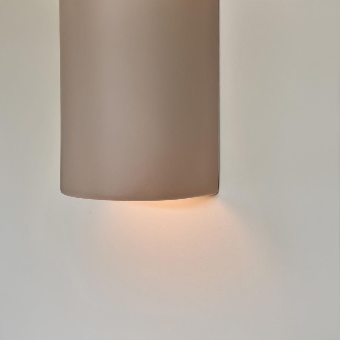 Artisanal Beige Ceramic Wall Sconce: Handmade Clay Fixture for Modern ...
