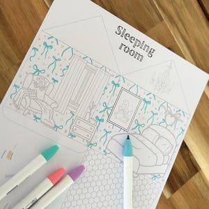 Printable Dollhouse Coloring Book: 3D Paper House Craft (PDF Download ...