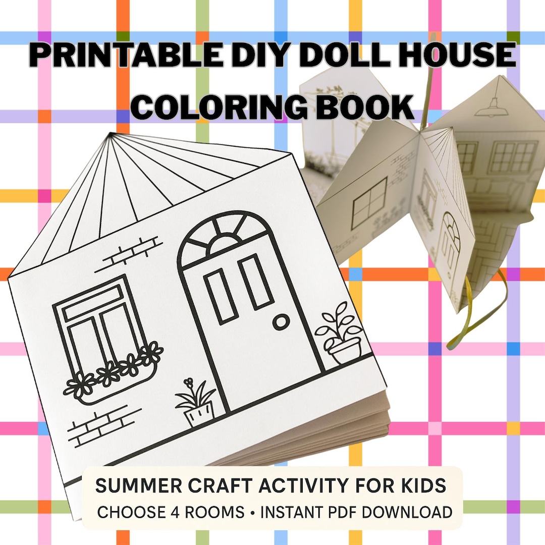 Printable Dollhouse Coloring Book: 3D Paper House Craft (PDF Download ...