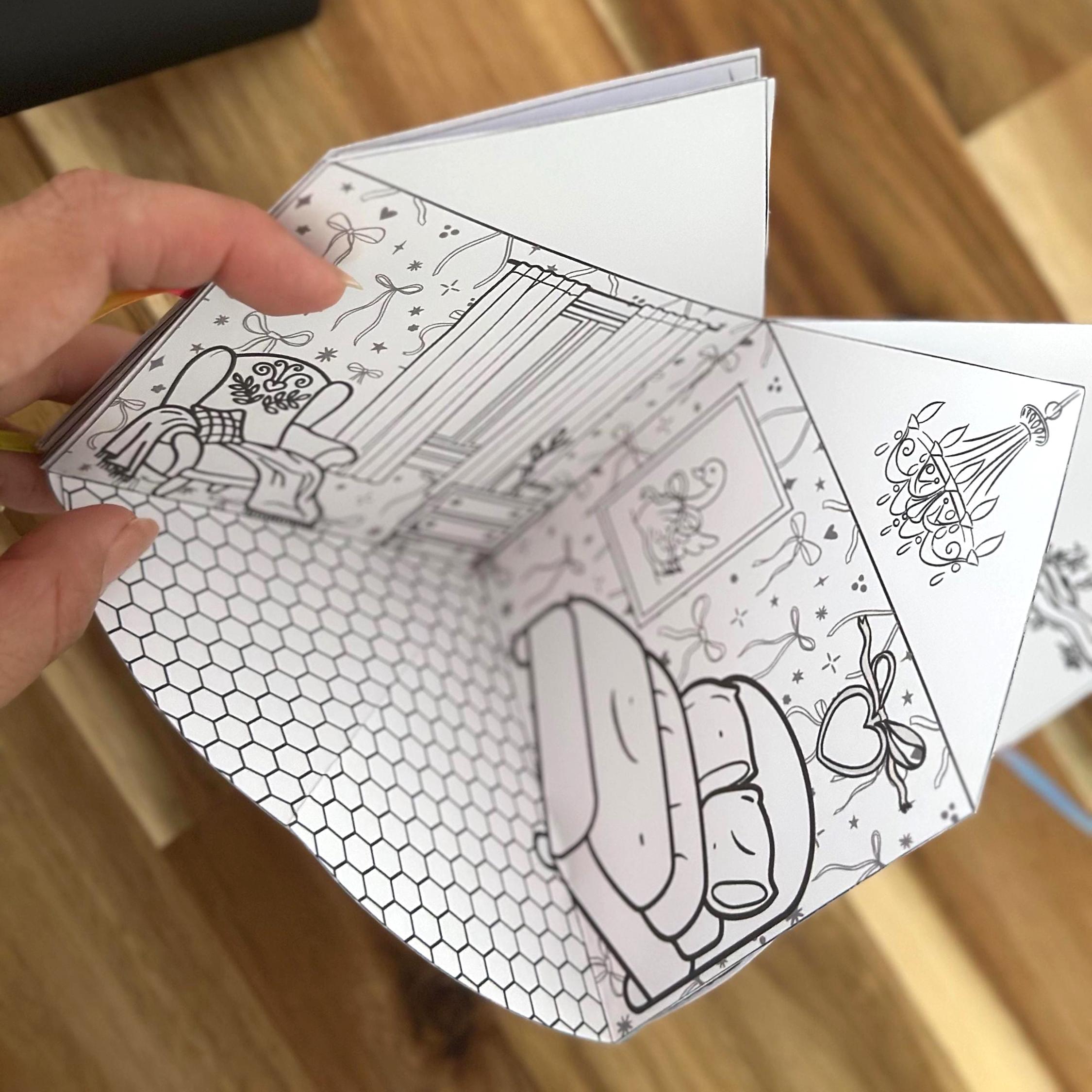 Printable Dollhouse Coloring Book: 3D Paper House Craft (PDF Download ...