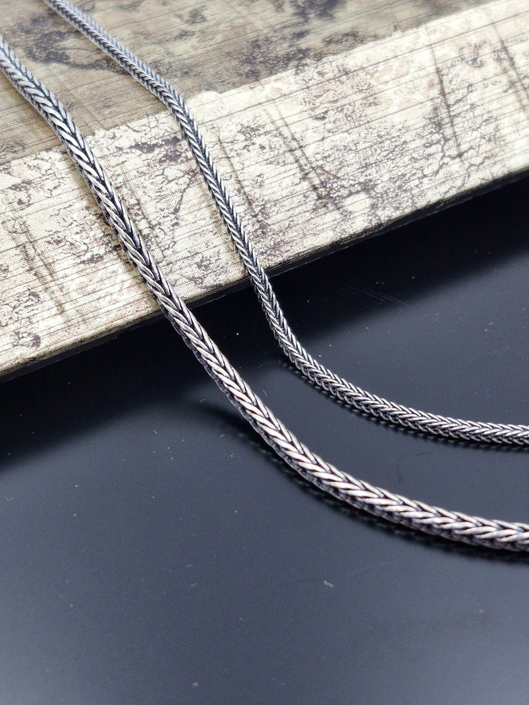Sterling Silver Foxtail Chain Necklace: Oxidized Wheat Chain - Etsy