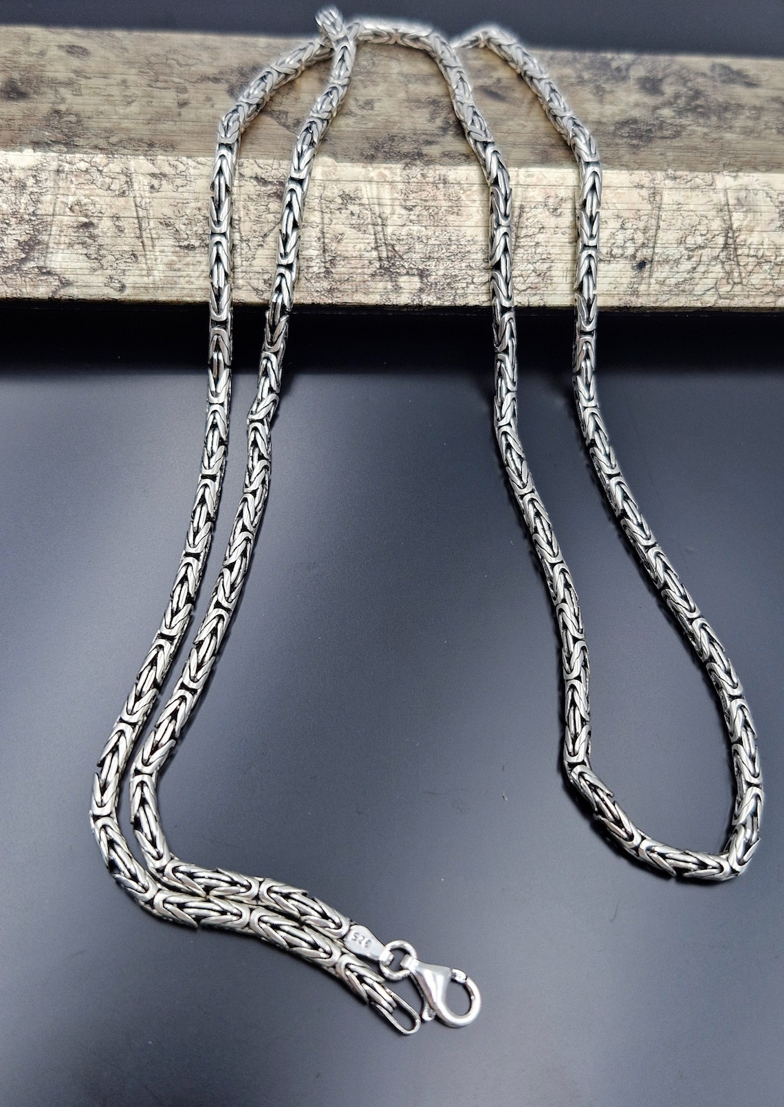 925 Sterling Silver Byzantine Chain Necklace, Silver Thick Chain ...