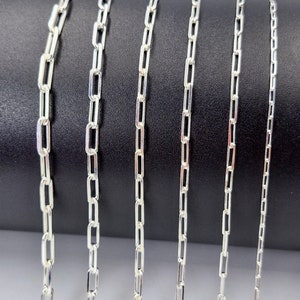 925 Sterling Silver Paper Clip Chain Necklace, Womens Solid Silver ...