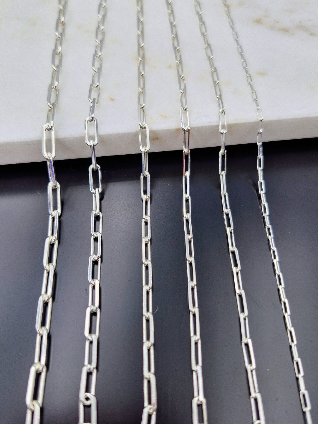 925 Sterling Silver Paper Clip Chain Necklace, Womens Solid Silver ...