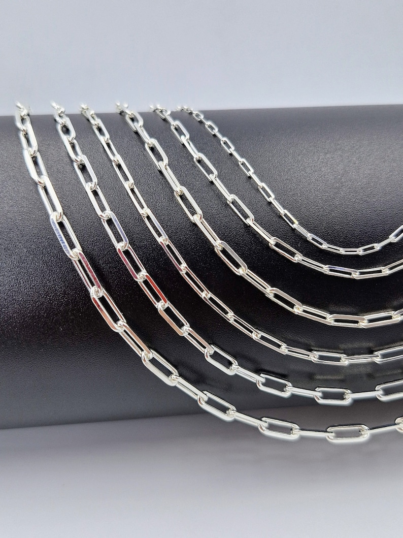 Sterling Silver Paper Clip Chain Necklace: Rectangle Link - Etsy