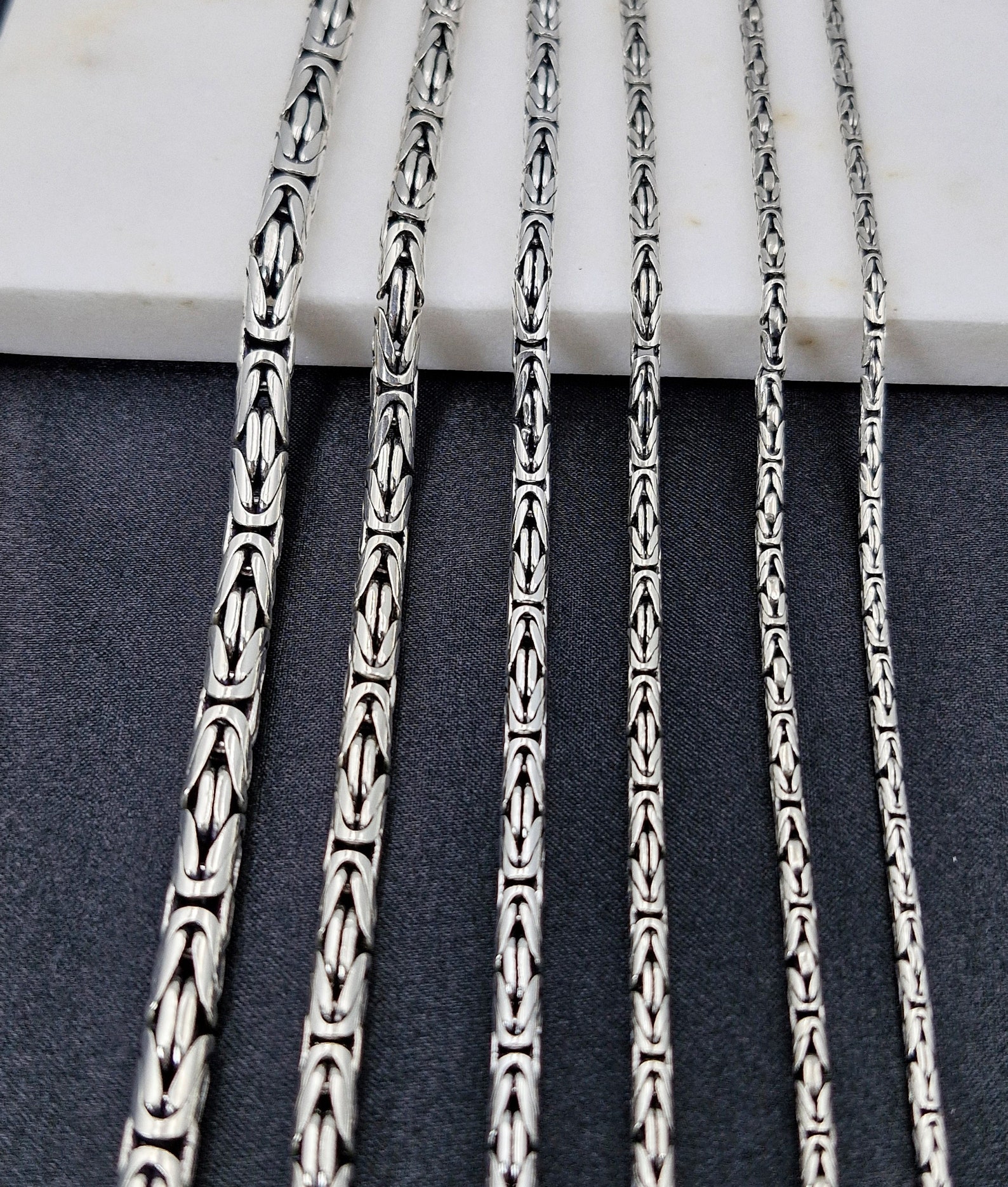 925 Sterling Silver Byzantine Chain Necklace, Silver Thick Chain ...