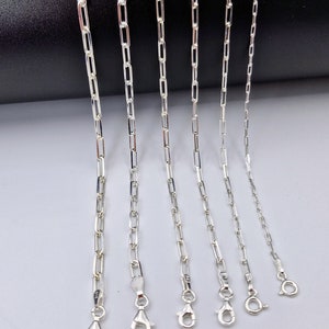 925 Sterling Silver Paper Clip Chain Necklace, Womens Solid Silver ...