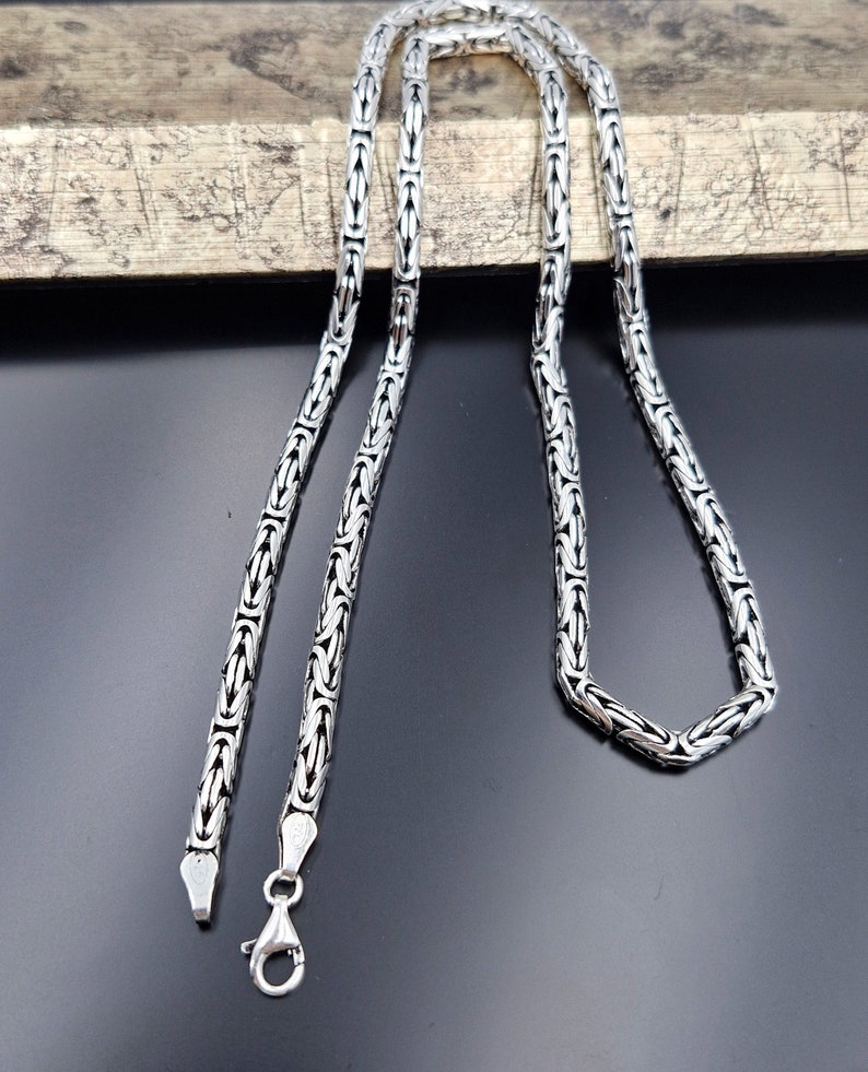 925 Sterling Silver Byzantine Chain Necklace, Silver Thick Chain ...