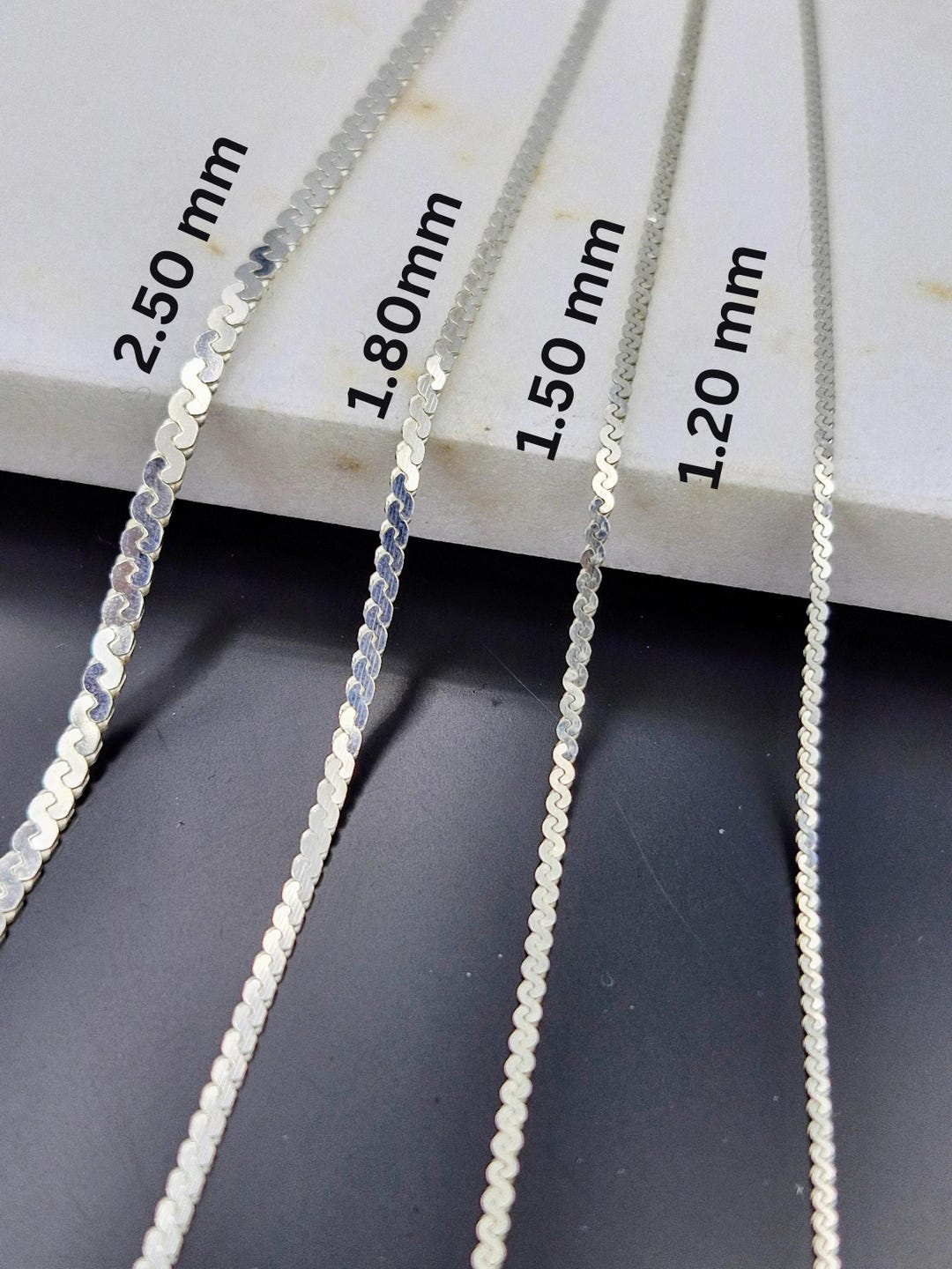 Sterling Silver Serpentine Chain: Minimalist Necklace, Pendant Chain - Etsy