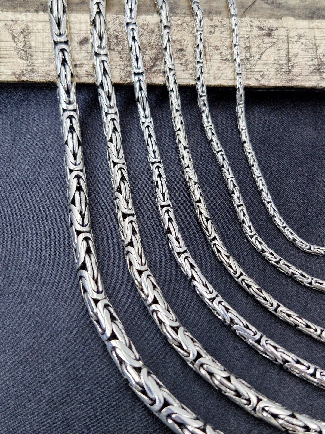 Handmade 925 Sterling Silver Round Byzantine Chain: Necklace or ...