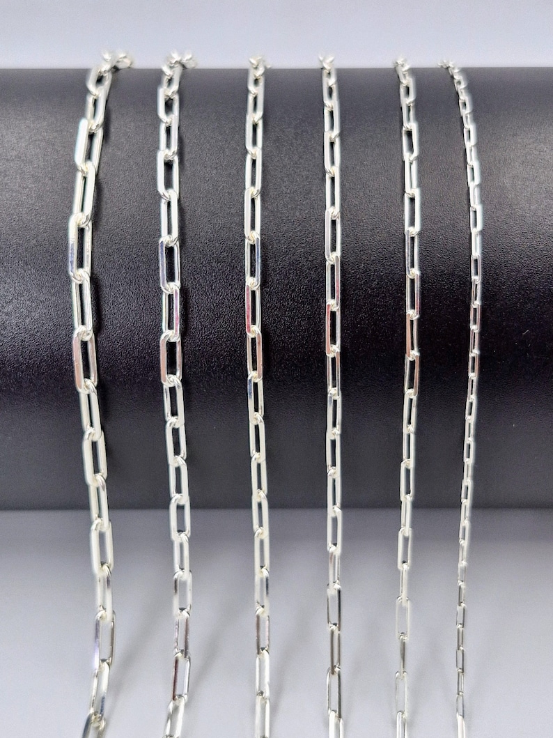 925 Sterling Silver Paper Clip Chain Necklace, Womens Solid Silver ...