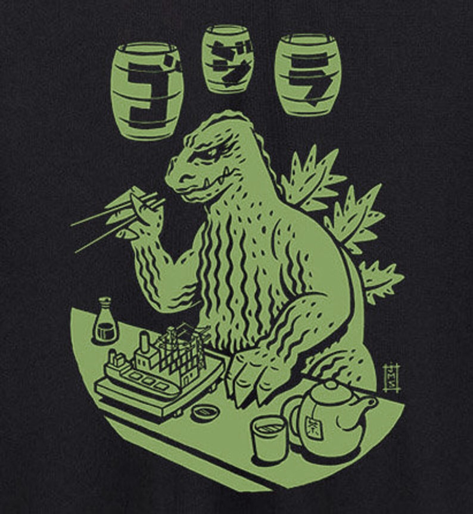 Godzilla cruchy Roll Screenprint Tshirt - Etsy