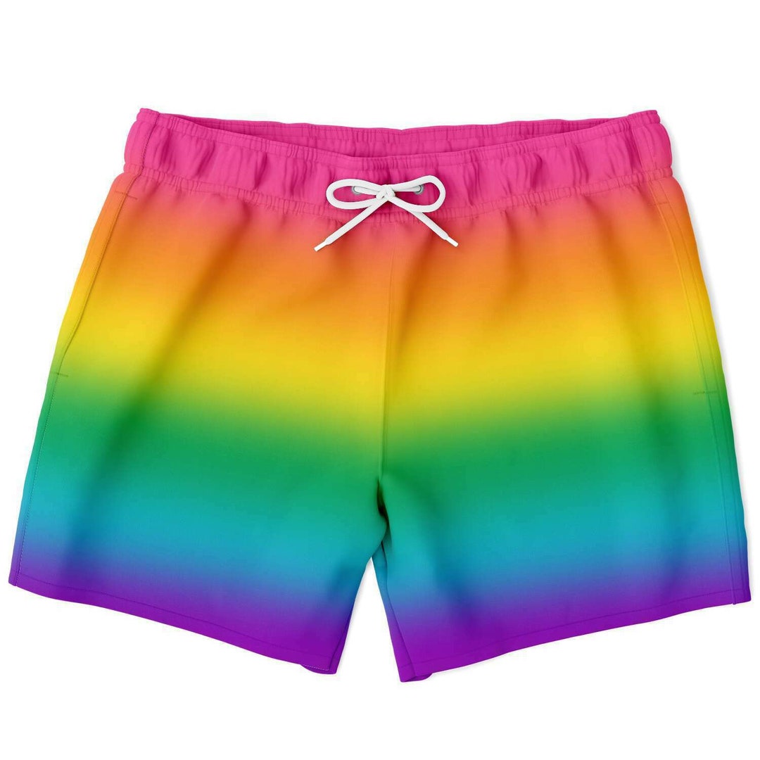 Bright Rainbow Ombre Pride Swim Shorts With Pockets | Subtle LGBTQ+ ...