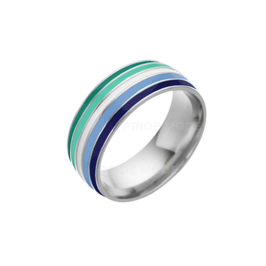 Gay MLM Vincian Pride Ring | Gay Male Flag Striped Stainless Steel Ring ...