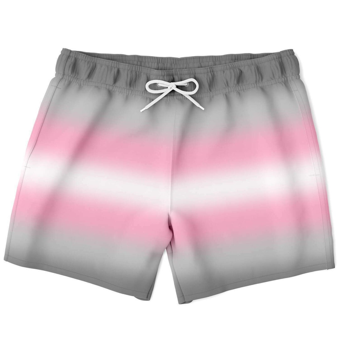 Demigirl Pride Ombre Swim Shorts With Pockets | Subtle Nonbinary Identity Gradient Beachwear ...