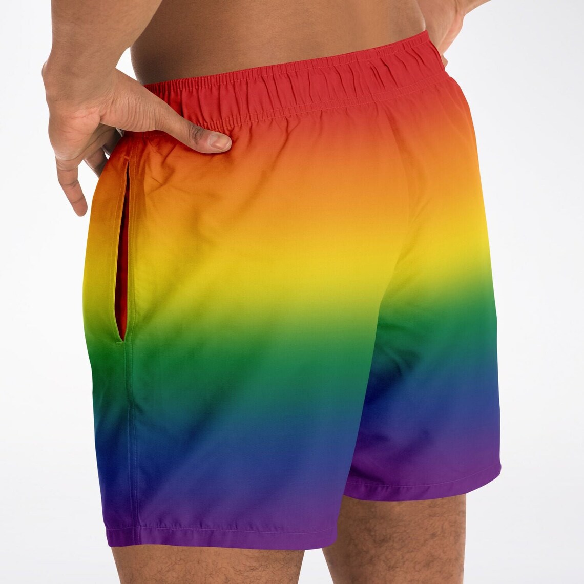 Rainbow Ombre Pride Swim Shorts With Pockets Subtle LGBTQIA Pride ...