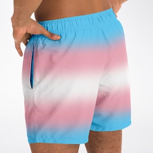 Transgender Pride Ombre Swim Shorts With Pockets | Subtle Pride ...