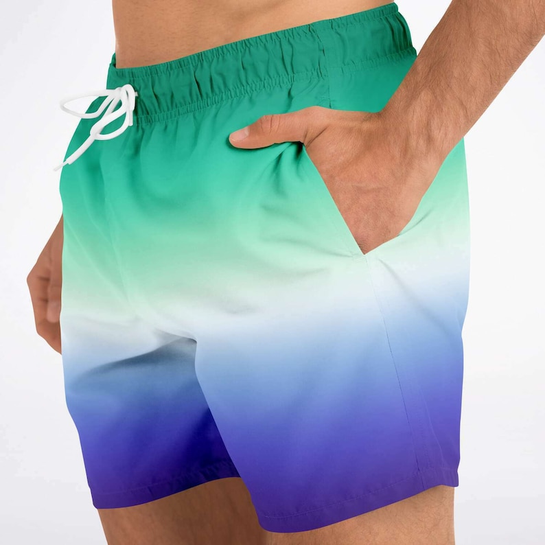 Gay MLM Vincian Pride Ombre Swim Shorts With Pockets & Mesh Lining ...