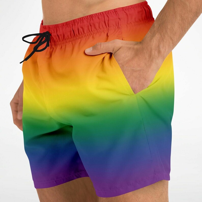 Rainbow Ombre Pride Swim Shorts With Pockets Subtle Lgbtqia Pride