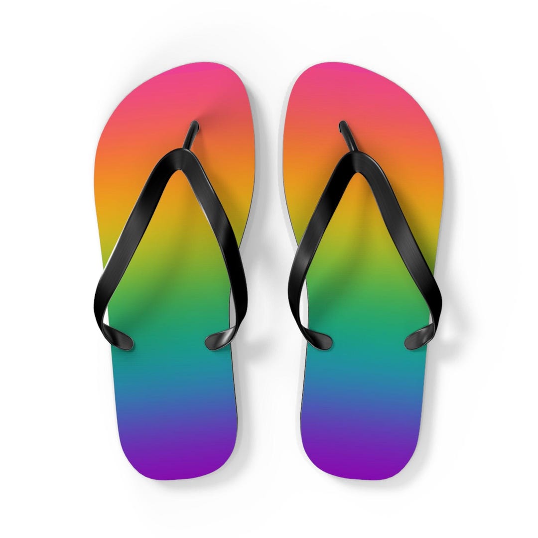 Bright Rainbow Ombre Pride Flip Flops | Subtle LGBTQ+ Aesthetic ...