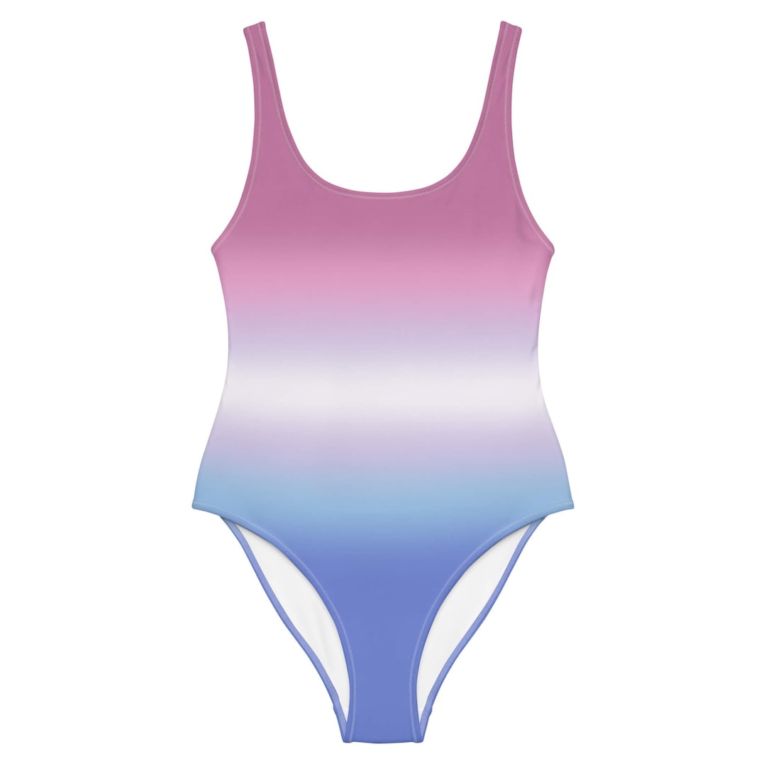 Bigender Pride Ombre Open-back Swimsuit | Subtle Nonbinary Identity ...