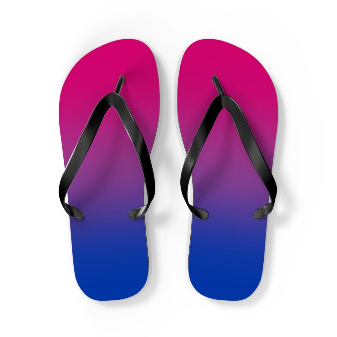 Bi Pride Ombre Flip Flops | Subtle Bisexual Biromantic Aesthetic ...