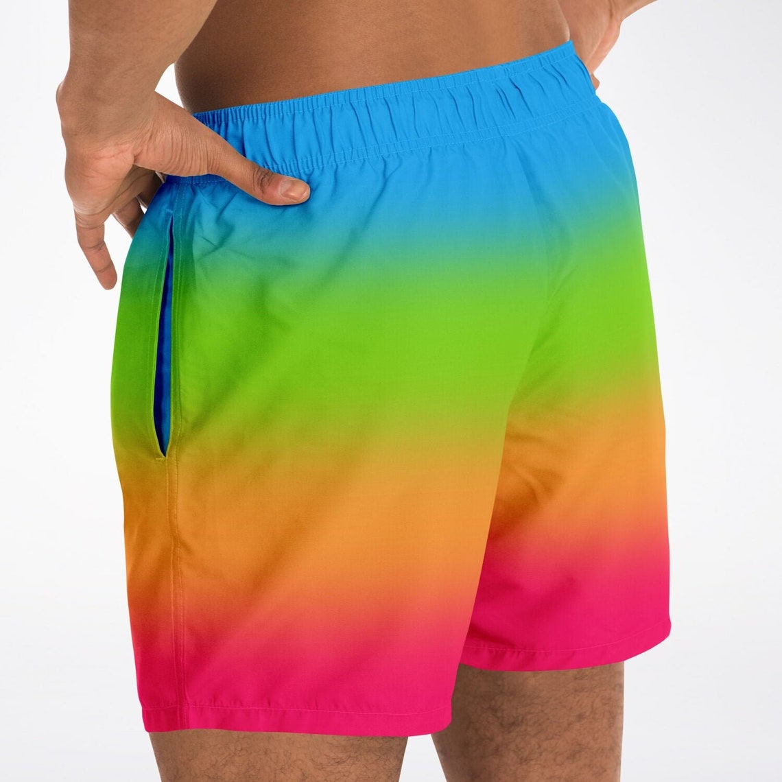 Panromantic Pride Ombre Swim Shorts With Pockets | Subtle Pan Pride ...