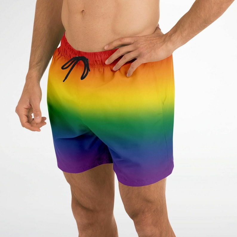 Rainbow Ombre Pride Swim Shorts With Pockets Subtle Lgbtqia Pride