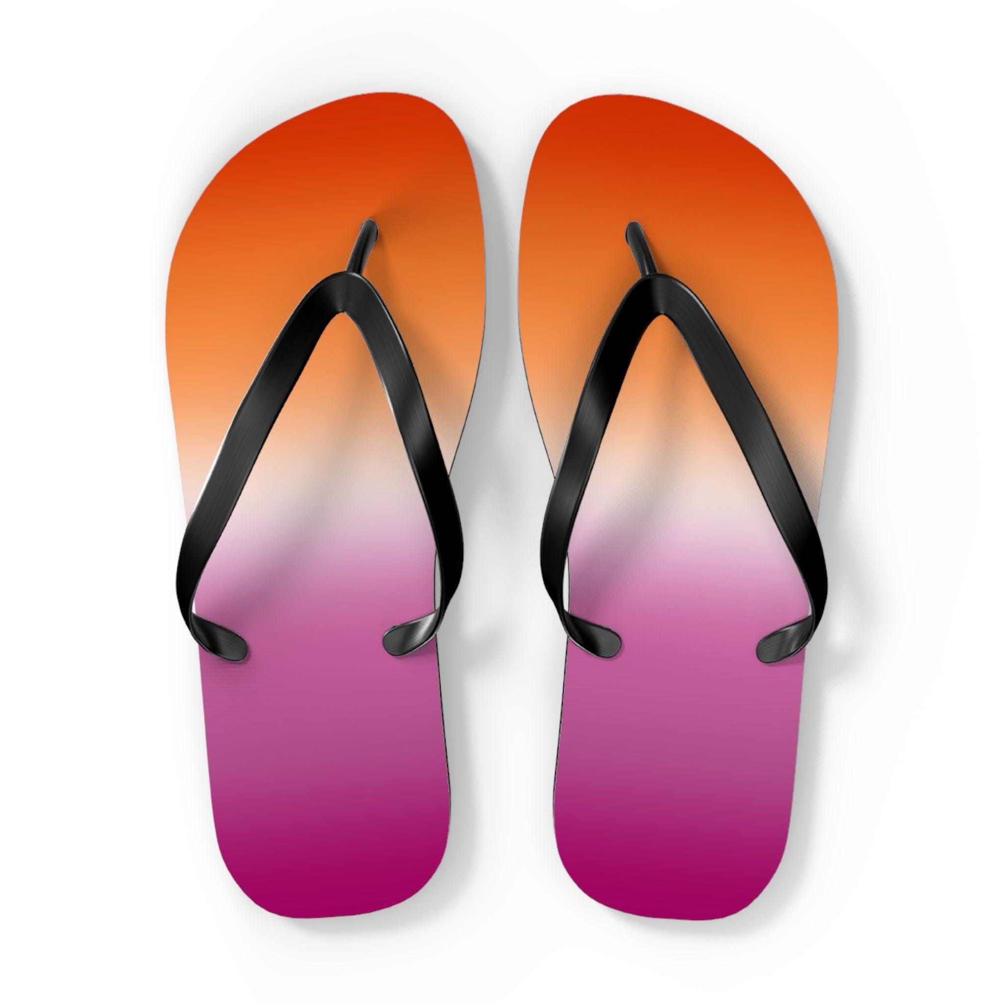 Lesbian Pride Ombre Flip Flops Subtle Sunset Lesbian Gradient Cushioned ...