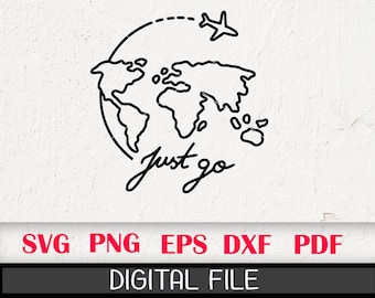 Floral Airplane SVG, Just Go, World Traveling SVG, Plane Trip Svg ...