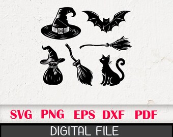Halloween Bundle Svg, Spooky Season Svg, Witch Hat, Boo Svg, Bat ...