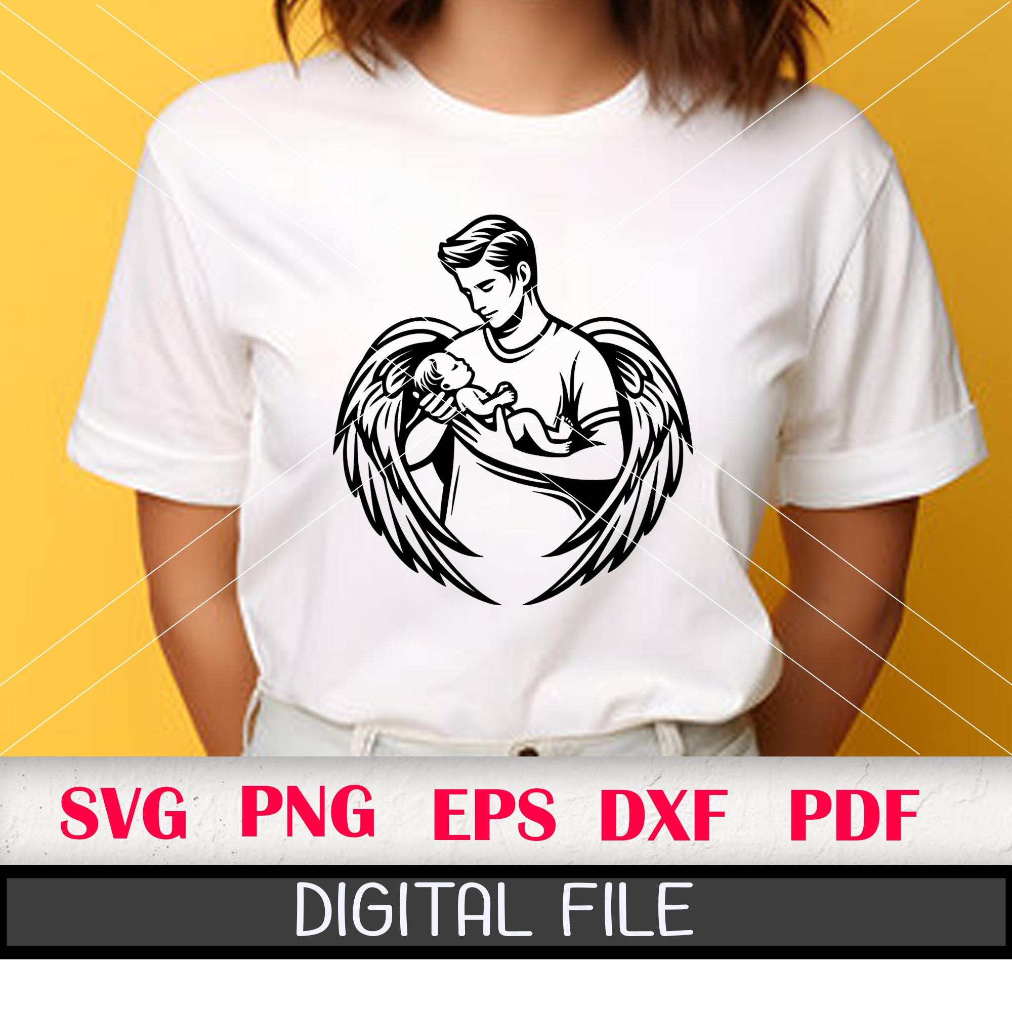 Father Angel Svg, Newborn Baby SVG, Loss Memorial Father, Angel Wings ...