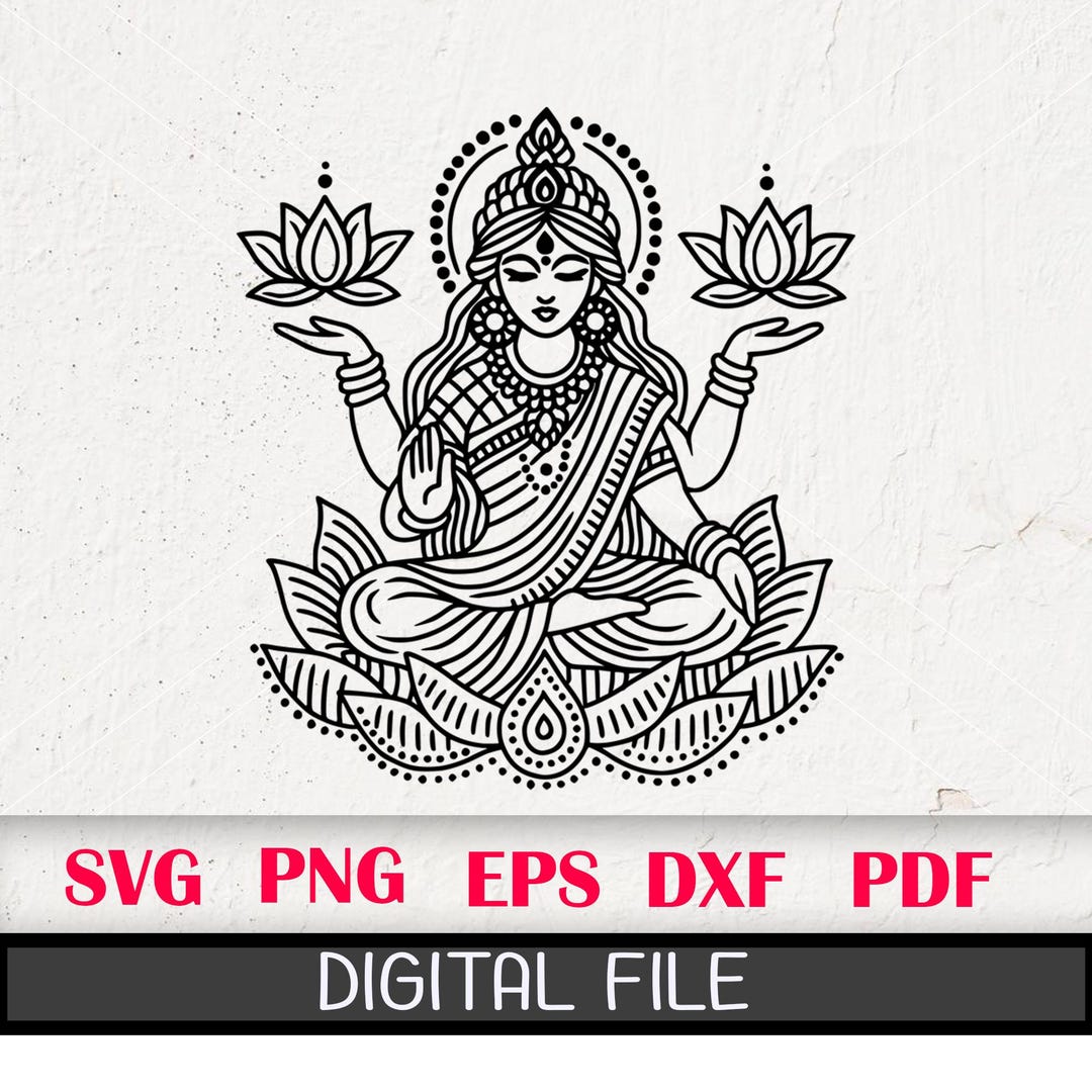 Goddess Lakshmi SVG: Hindu God Clipart (digital Files) - Etsy