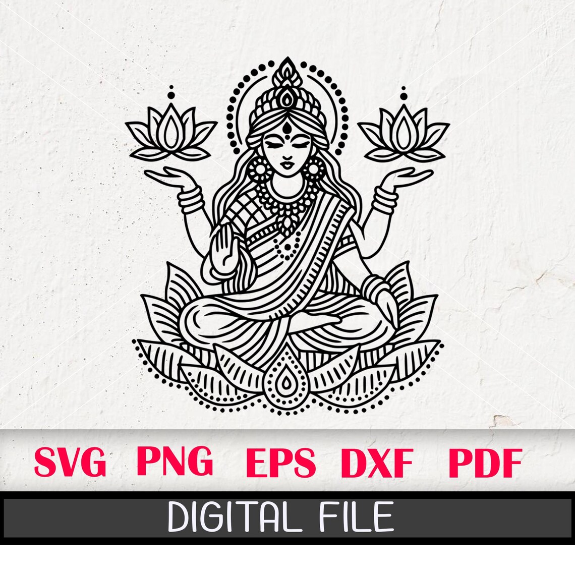 Goddess Lakshmi Svg, God Lakshmi Svg, Hindu Goodness Svg, Indian God ...