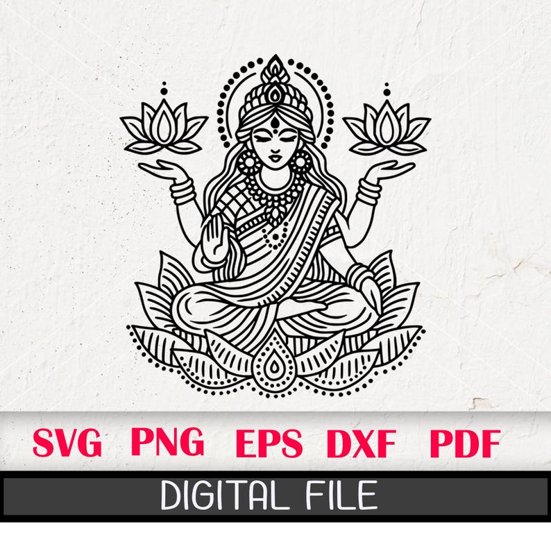Goddess Lakshmi Svg, God Lakshmi Svg, Hindu Goodness Svg, Indian God ...