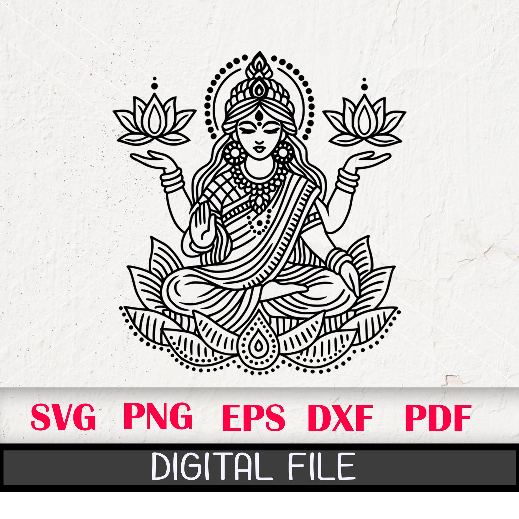 Goddess Lakshmi Svg, God Lakshmi Svg, Hindu Goodness Svg, Indian God ...