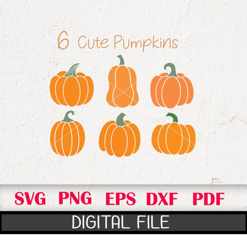 6 Pumpkin SVG Bundle, Pumpkin Silhouette, Png,vector, Commercial Use ...