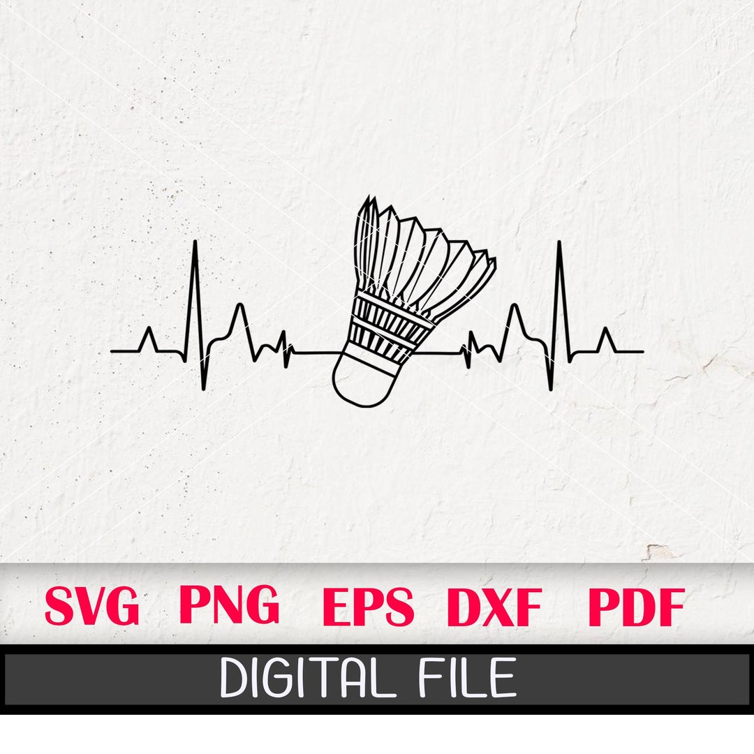 Heartbeat Shuttlecock Svg, Badminton SVG File, Heartbeat Shuttlecock ...