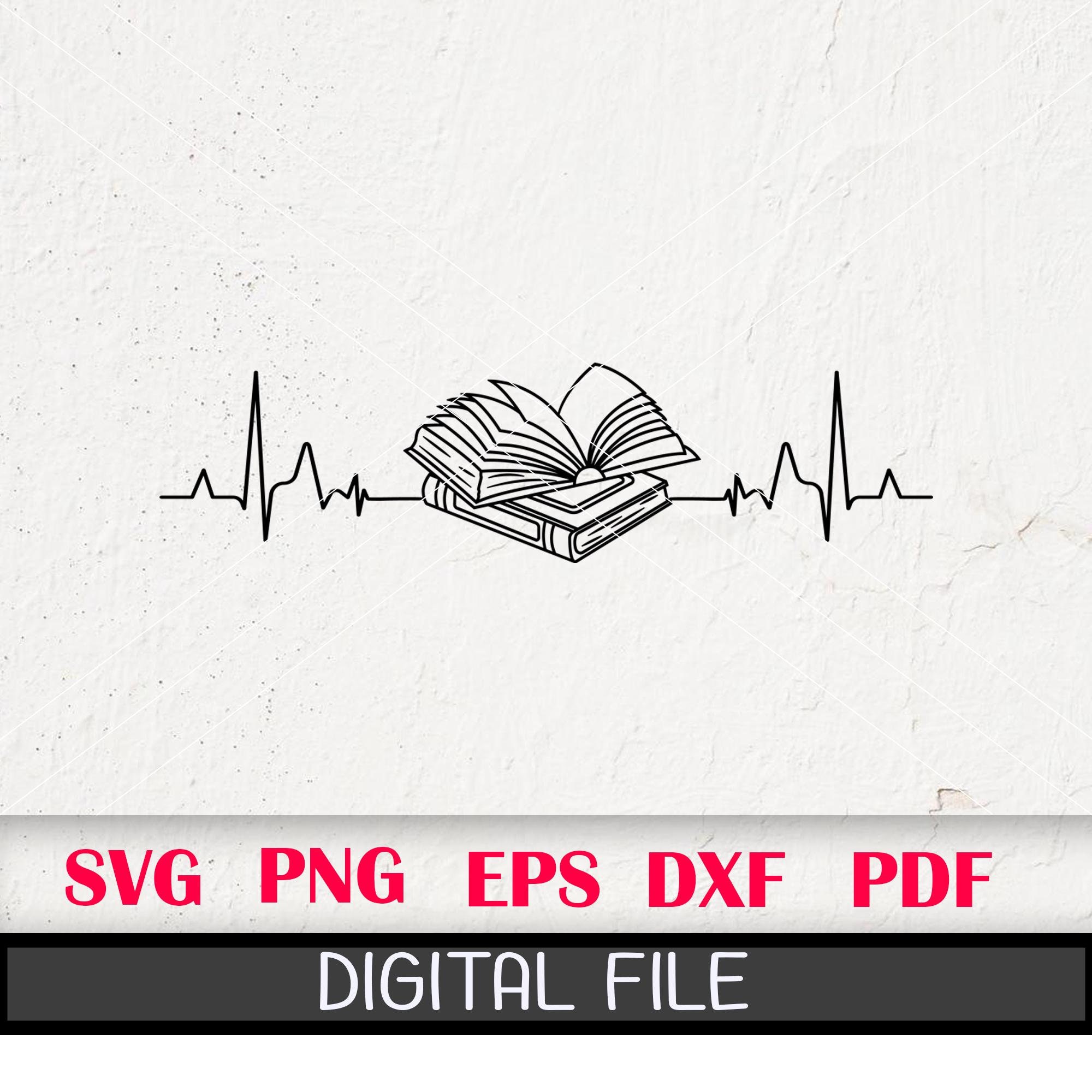 Heartbeat Books Svg, Books SVG, Reading SVG, Book Lover SVG, Librarian ...