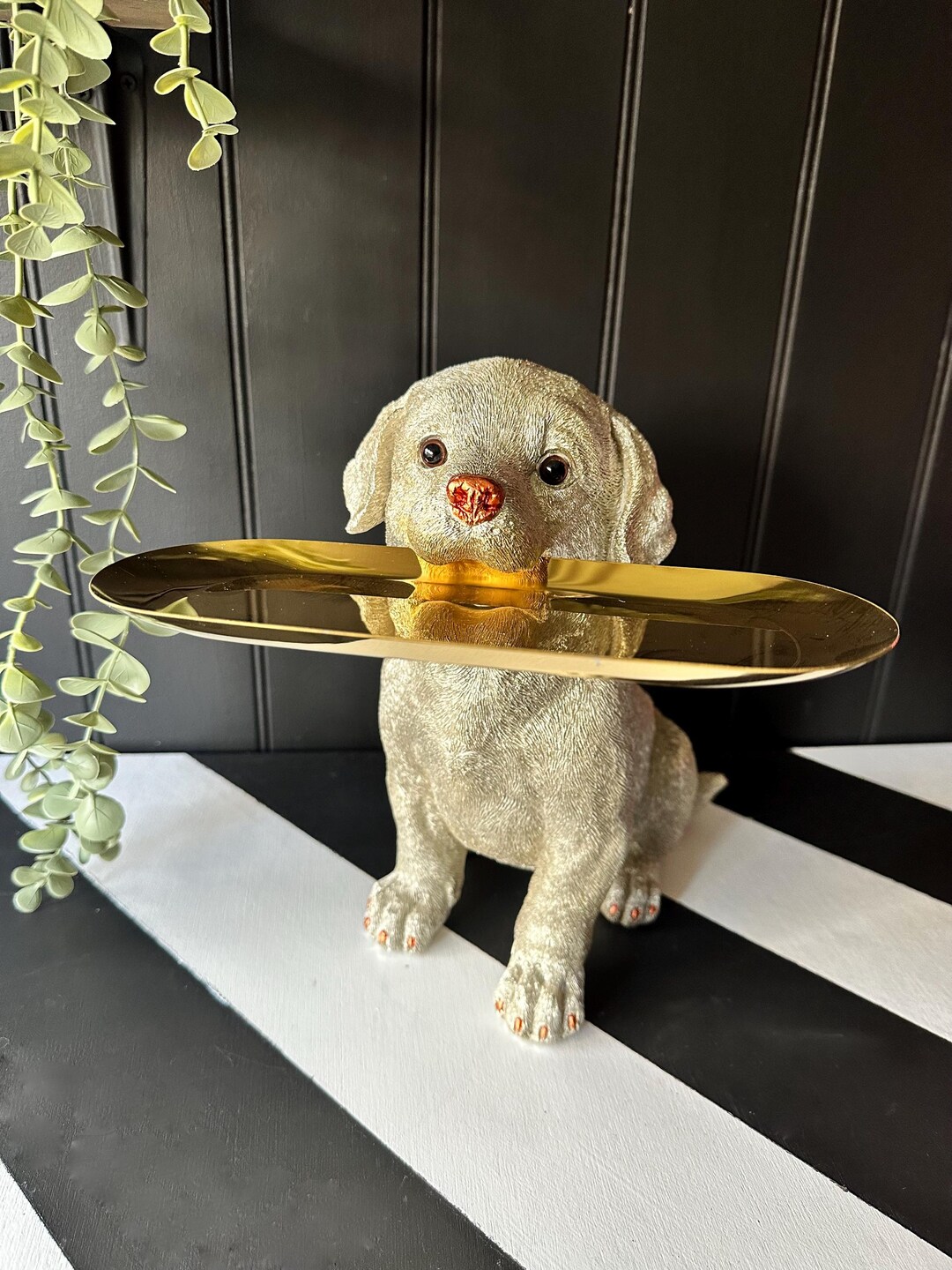 Silver Labrador Dog Holding Gold Tray Quirky Dog Ornament Dog Lovers ...