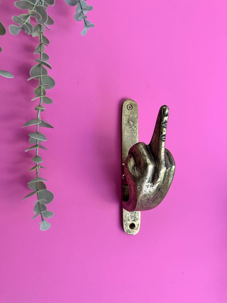 Gold Middle Finger Door Knocker Wall Art Eclectic Decor Door Furniture ...