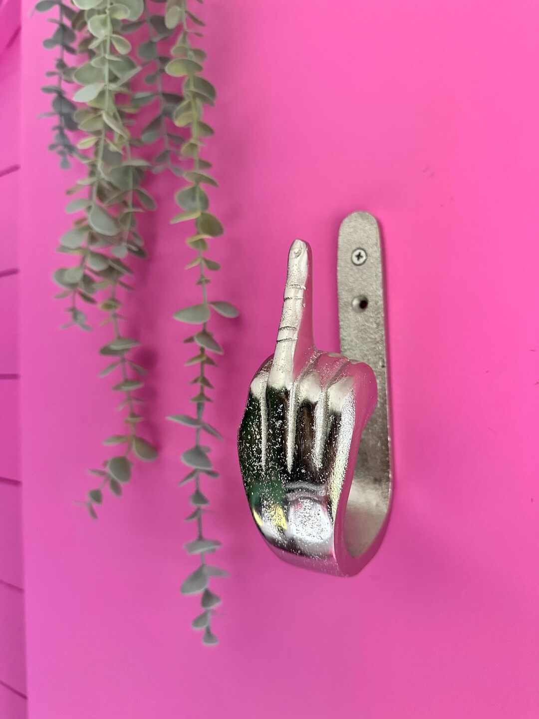 Silver Middle Finger Wall Hook Wall Art Eclectic Decor Wall Decor Hand ...