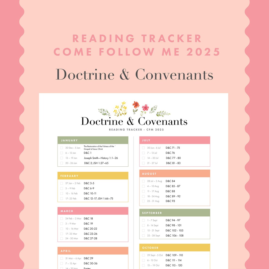 Come Follow Me Doctrine and Covenants 2025, Reading Tracker, Come ...