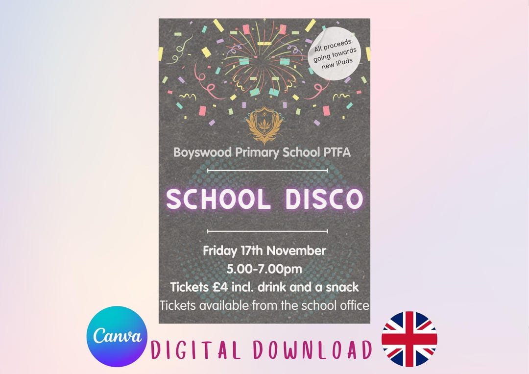 PTA PTFA Disco Poster Flyer Template - Etsy