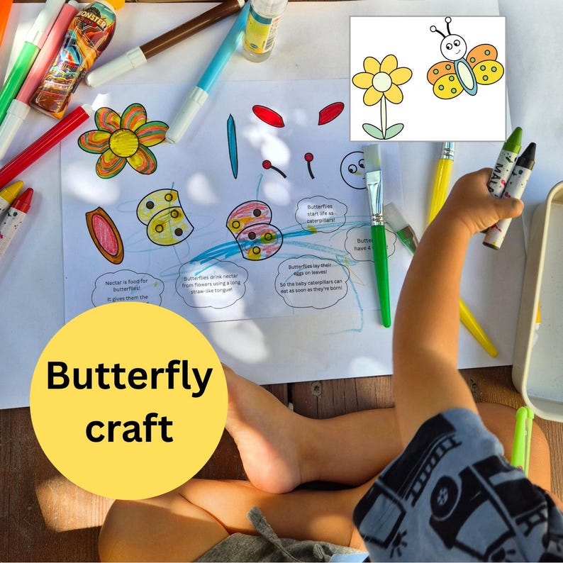 Butterfly & Flower Paper Craft: Kids Printable Activity (PDF Download ...