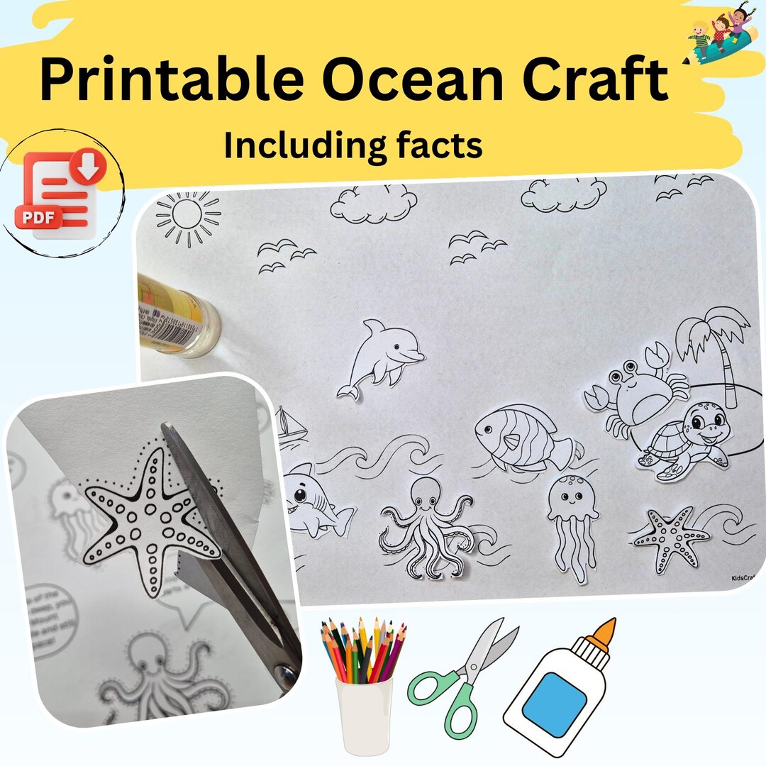 Ocean Craft for Kids: Printable Cut and Paste Activity (PDF Download ...