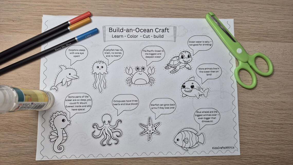 Ocean Craft for Kids: Printable Cut and Paste Activity (PDF Download ...