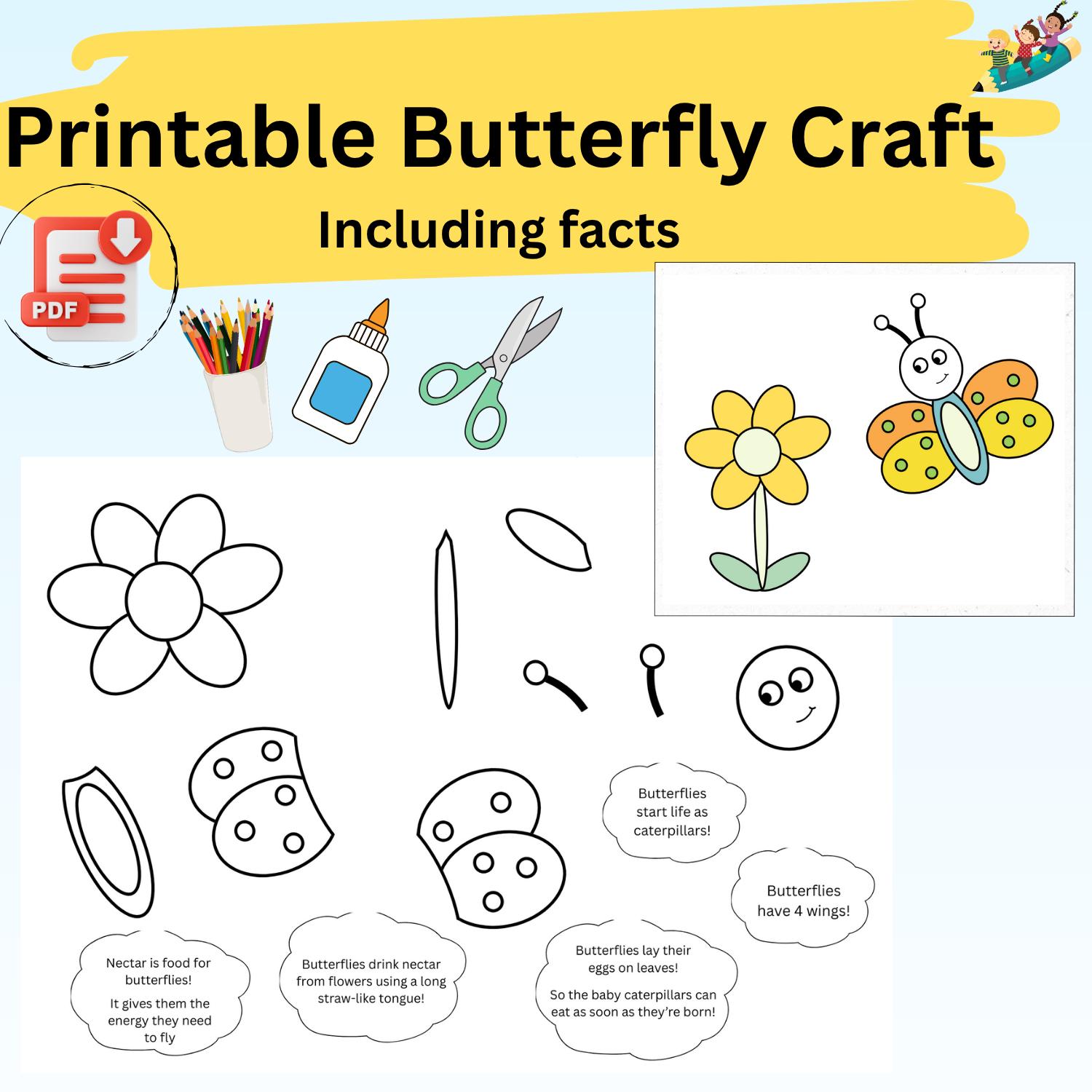 Butterfly & Flower Paper Craft: Kids Printable Activity (PDF Download ...