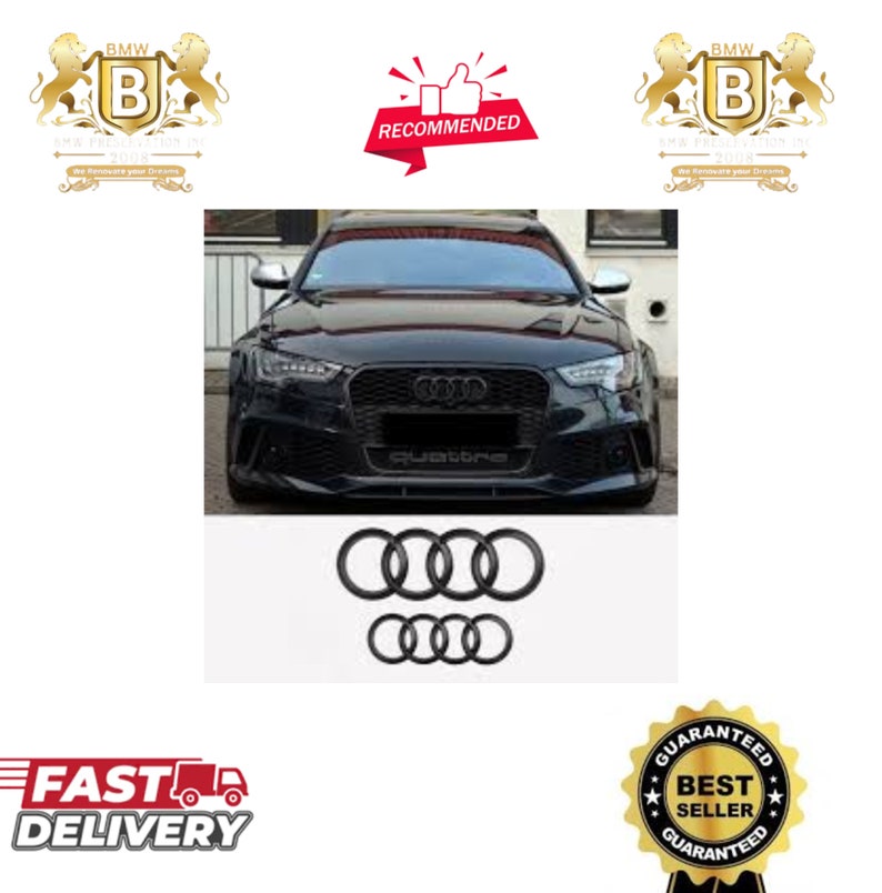 Gloss Black Audi Emblem Front Badge & Rear Badge Set for Audi A1 A3 A4 ...