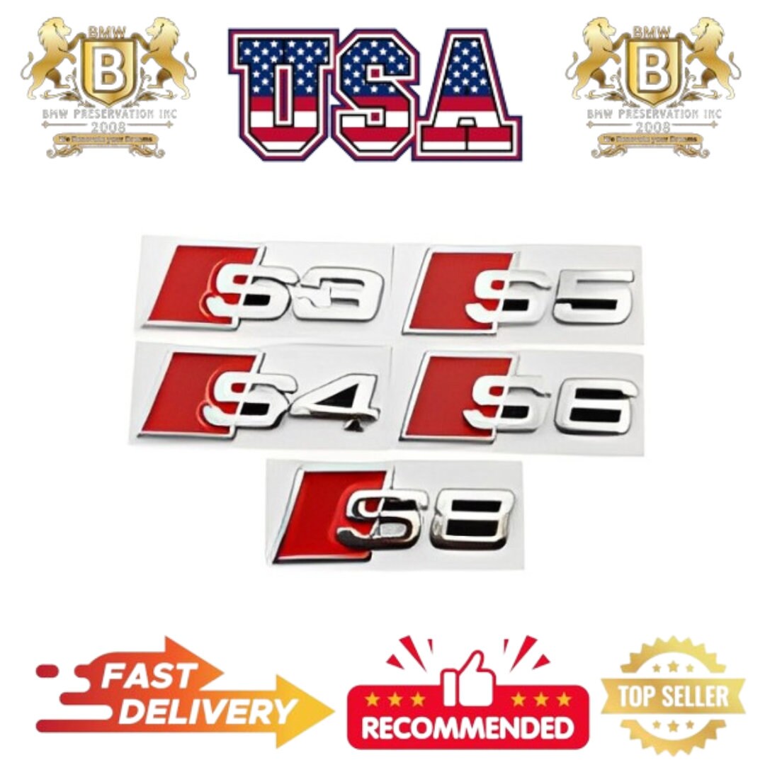 Car 3D Metal Rear Sticker, Badge Emblem for Audi, S3 S4 S5 S6 S8 RS3 ...